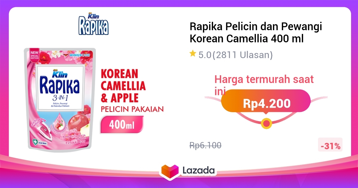 Rapika Pelicin dan Pewangi Korean Camellia 400 ml