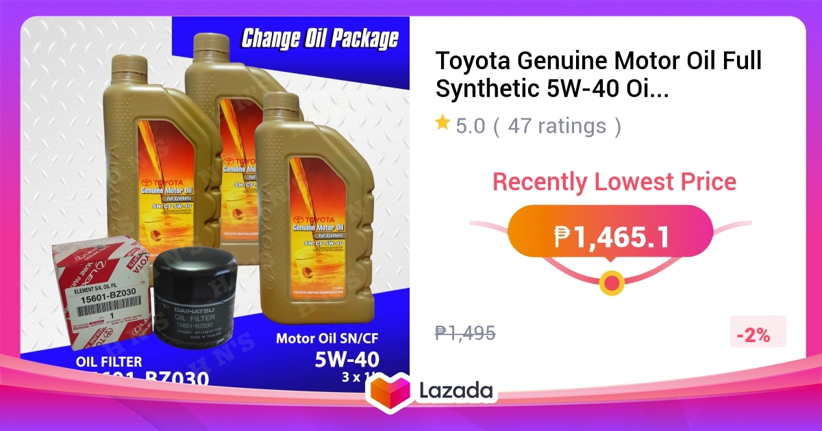 Toyota Genuine Motor Oil Full Synthetic 5W-40 Oil Change Bundle For ...