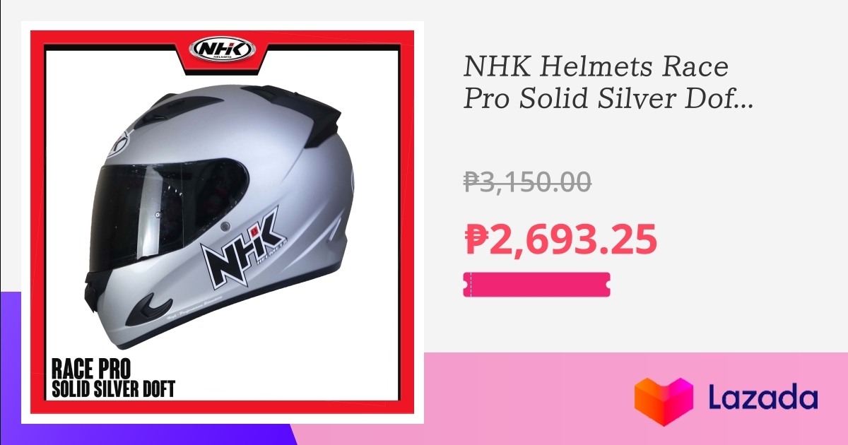 NHK Helmets Race Pro Solid Silver Doft Full Face Single Visor AND NHK ...