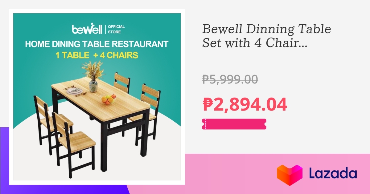 Bewell Dinning Table Set with 4 Chairs Home Restaurant Dinning Table 4 Seater