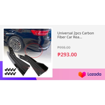 Universal 2pcs Carbon Fiber Car Rear Bumper Lip Diffuser Splitter ...