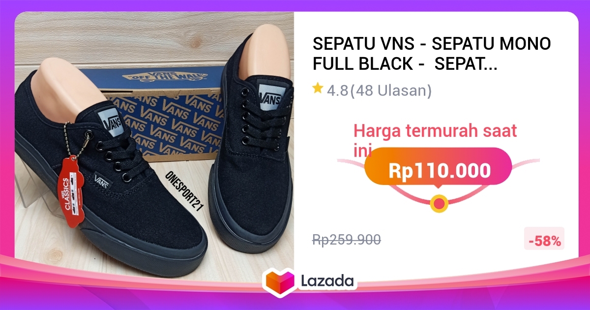 SEPATU VNS - SEPATU MONO FULL BLACK - SEPATU PRIA - SEPATU WANITA ...