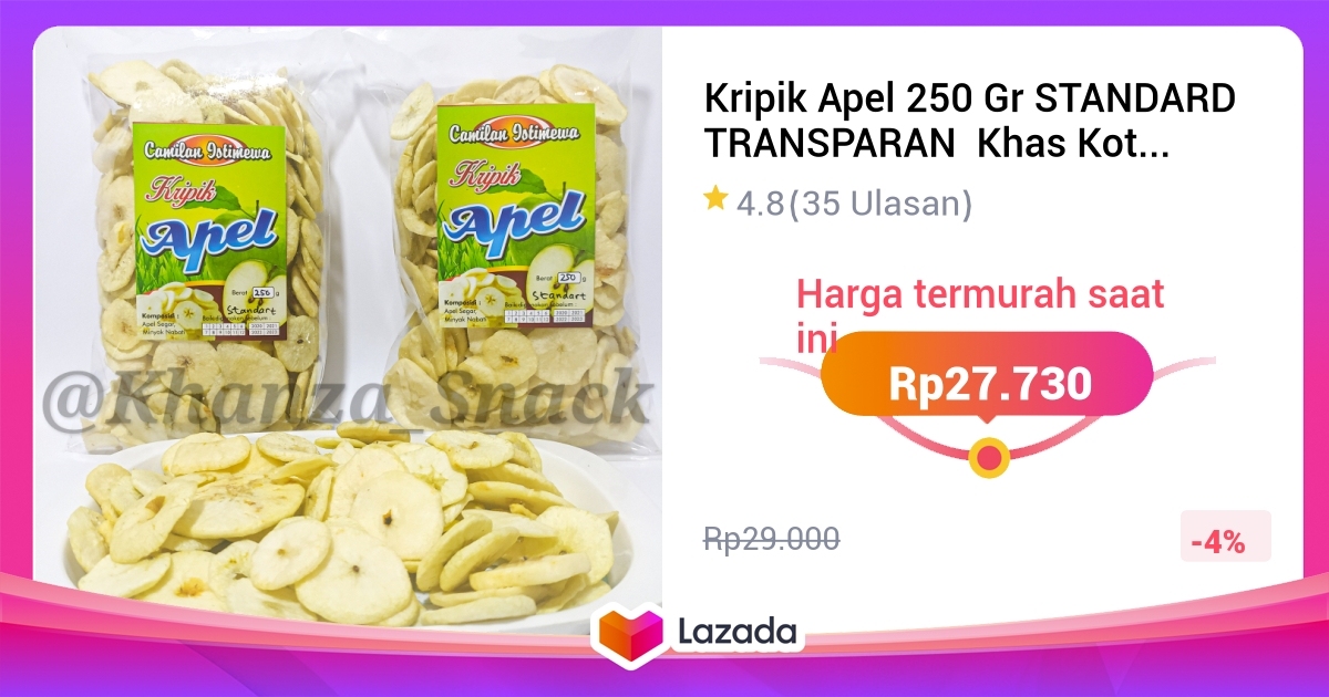 Kripik Apel 250 Gr STANDARD TRANSPARAN Khas Kota Wisata Batu