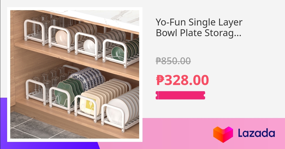 Yo-Fun Single Layer Bowl Plate Storage Rack Home Cupboard Storage Rack ...