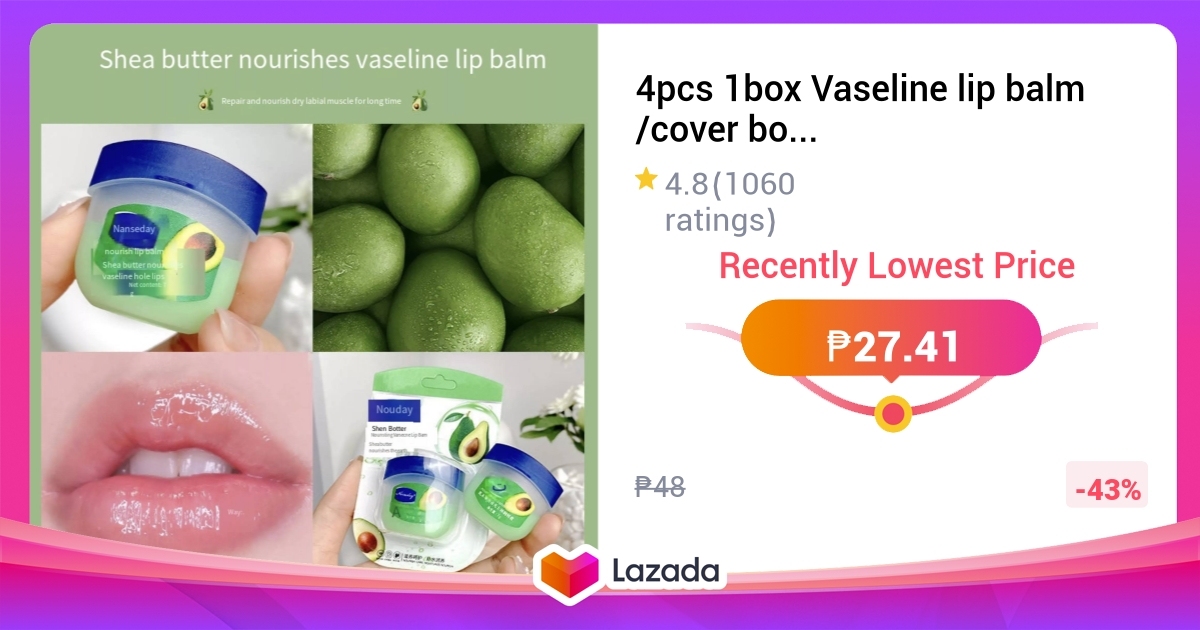 4pcs 1box Vaseline lip balm /cover box moisturizing lipstick base not greasy comfortable lip line