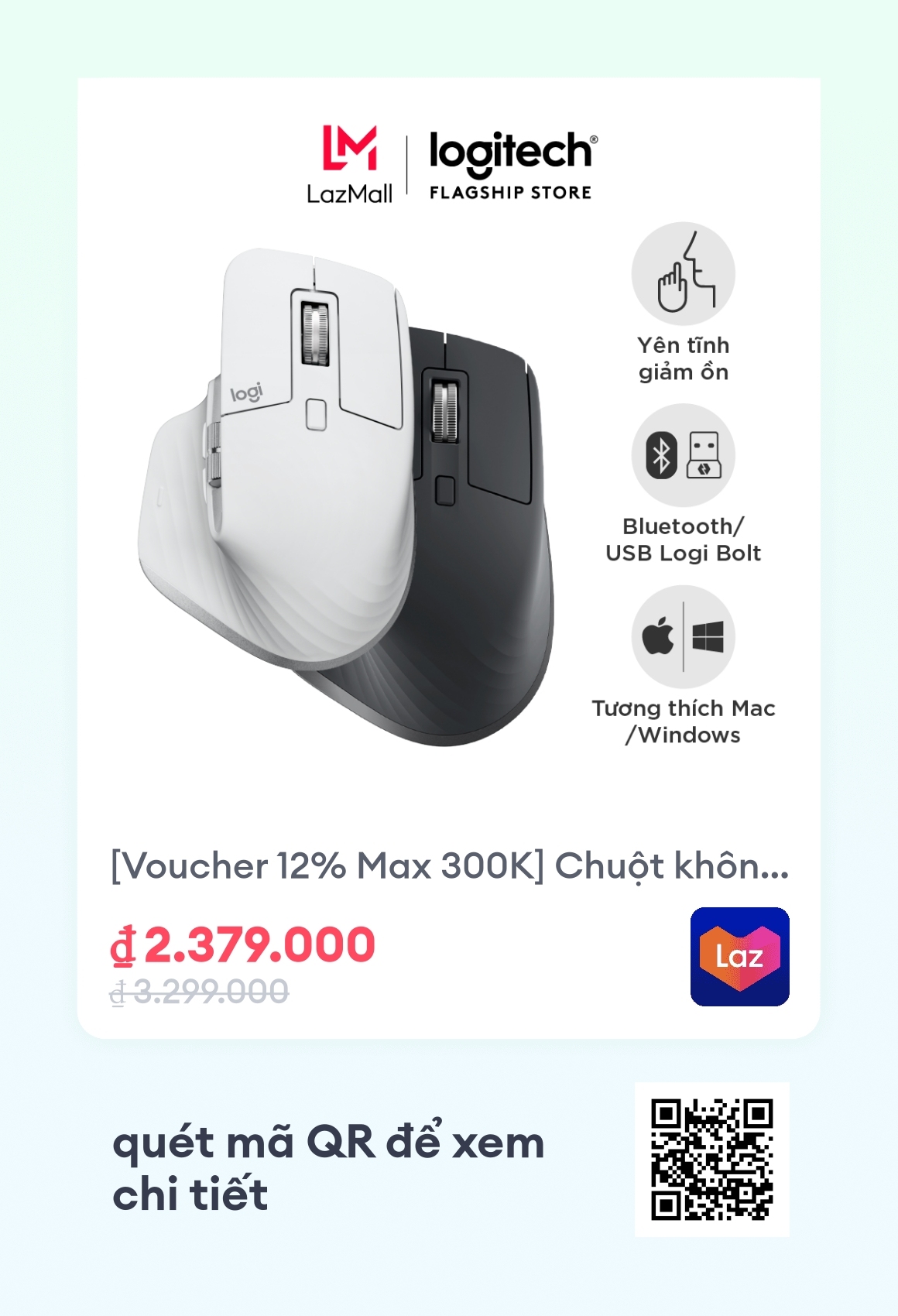 [Voucher 12% Max 300K] Chuột không dây Bluetooth Logitech MX Master 3s ...