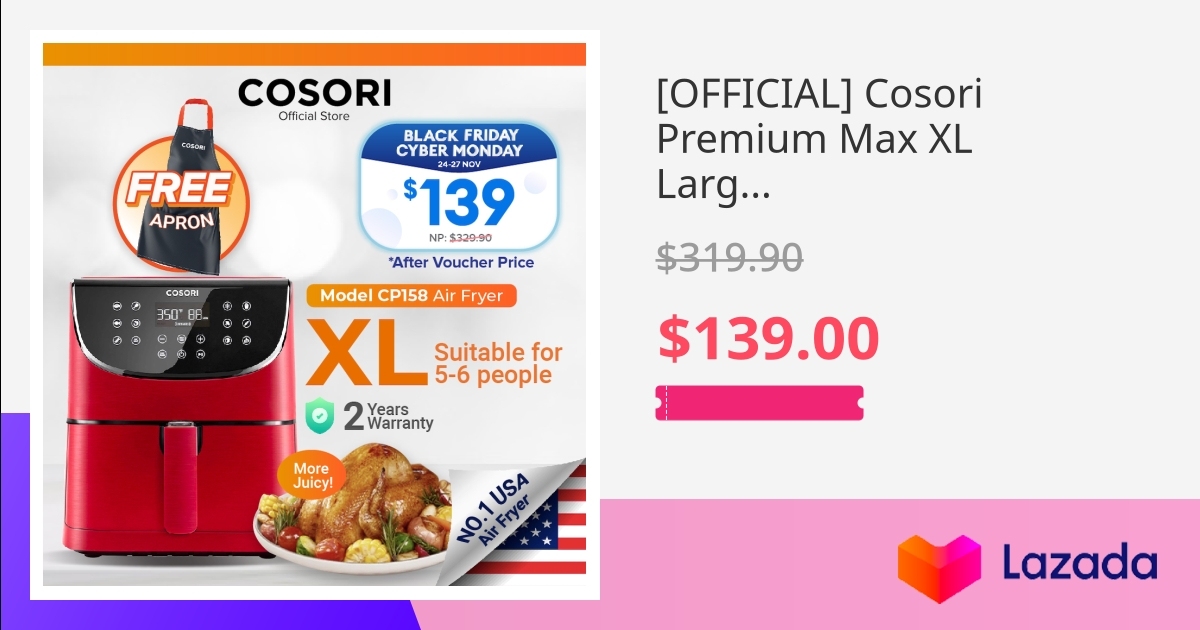 [OFFICIAL] Cosori Premium Max XL Large Easy Cleaning Air Fryer Cooker 5 ...