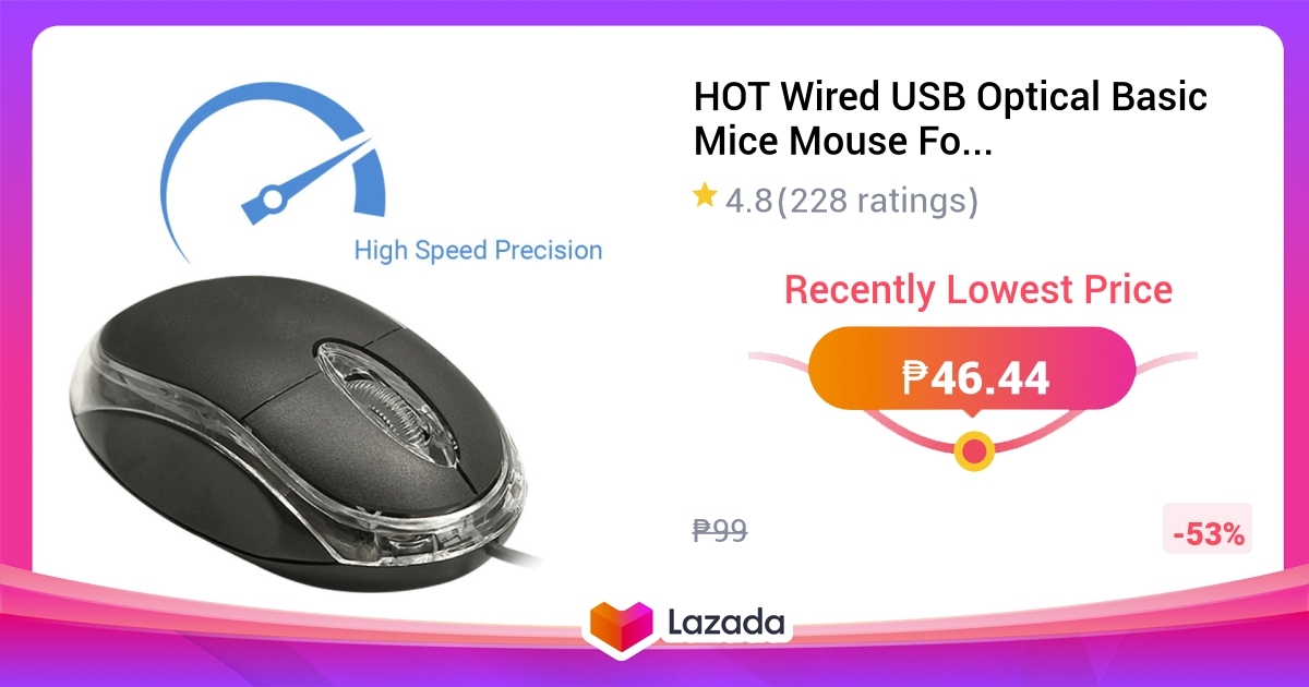 HOT Wired USB Optical Basic Mice Mouse For Computer And laptop Black