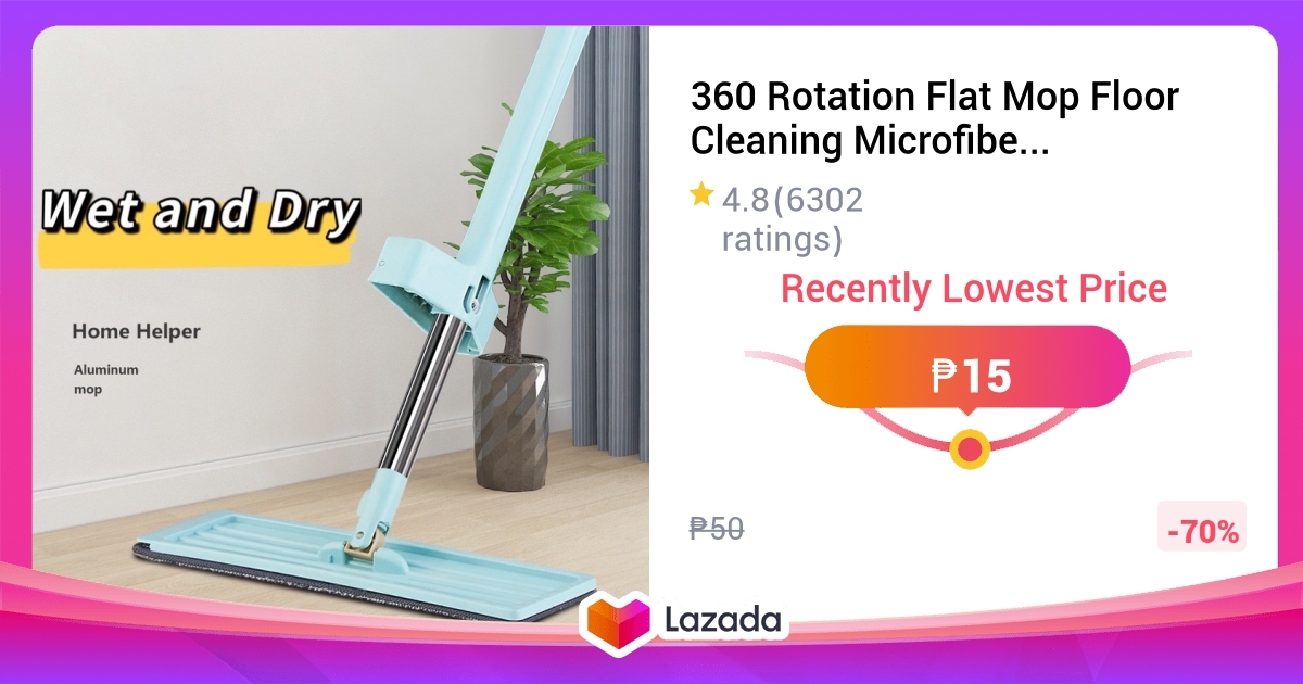 360 Rotation Flat Mop Floor Cleaning Microfiber Squeeze Mop Floor Clean ...