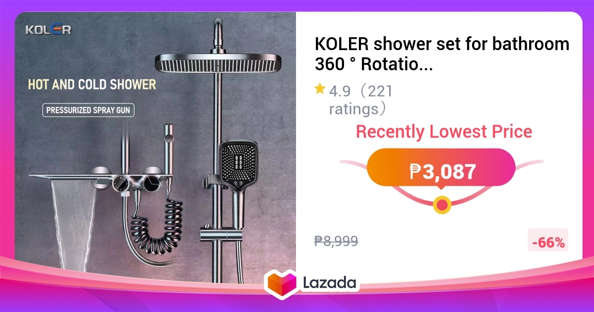 KOLER shower set for bathroom 360 ° Rotation Adjustable shower set with hot and cold shower set ...