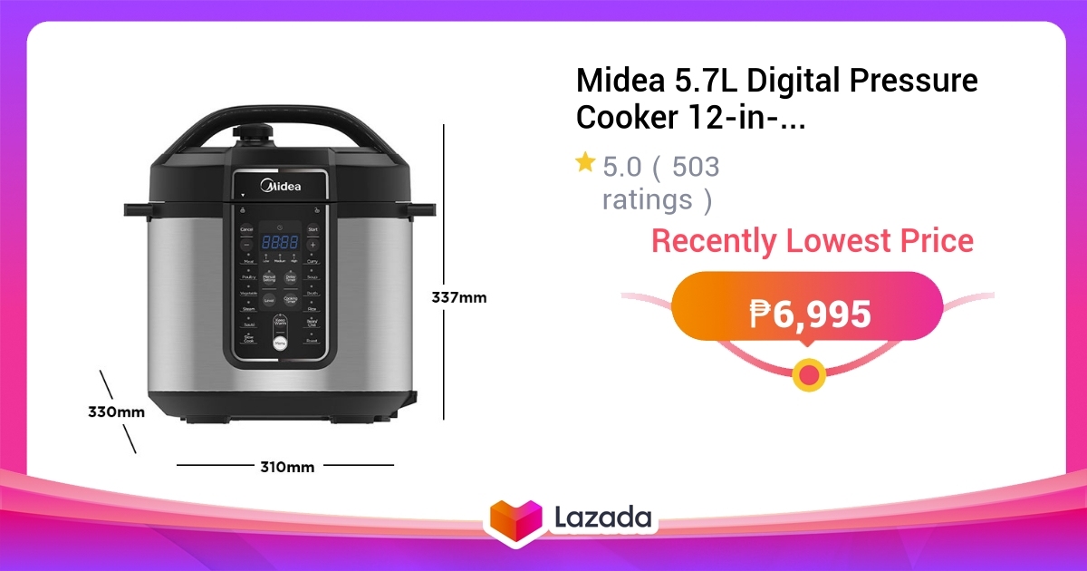 Midea 5.7L Digital Pressure Cooker 12-in-1 Multifunction Cooker