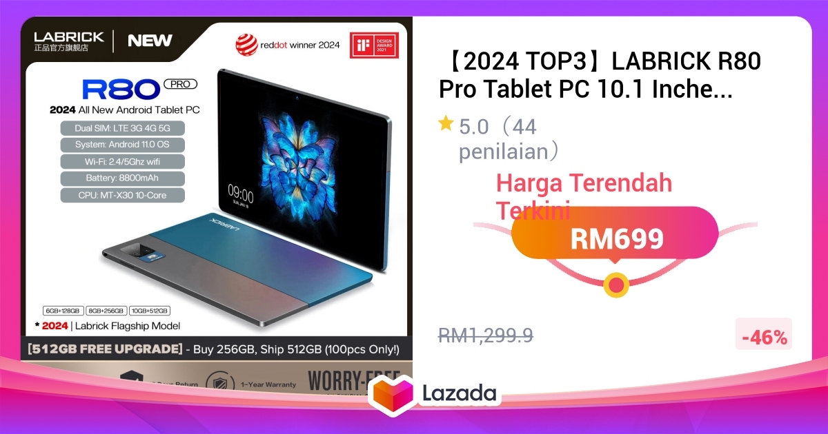 【2024 TOP3】LABRICK R80 Pro Tablet PC 10.1 Inches Android 11 8800mAh 4GB ...