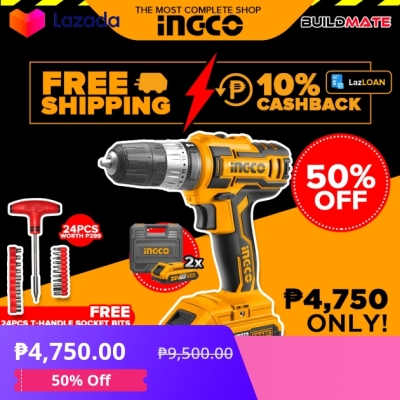 [FREE SHIPPING!] INGCO Cordless Impact Drill Lithium Ion 20V with ...