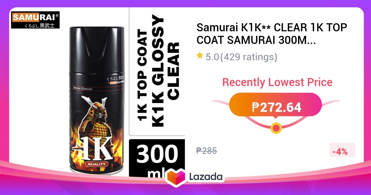 Samurai K1K** CLEAR 1K TOP COAT SAMURAI 300ML [Made in Malaysia]