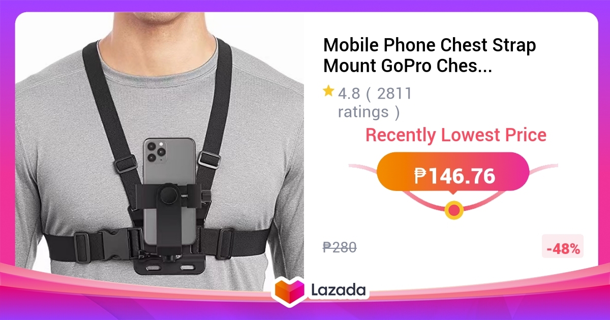 Mobile Phone Chest Strap Mount GoPro Chest Harness Holder for VLOG/POV ...