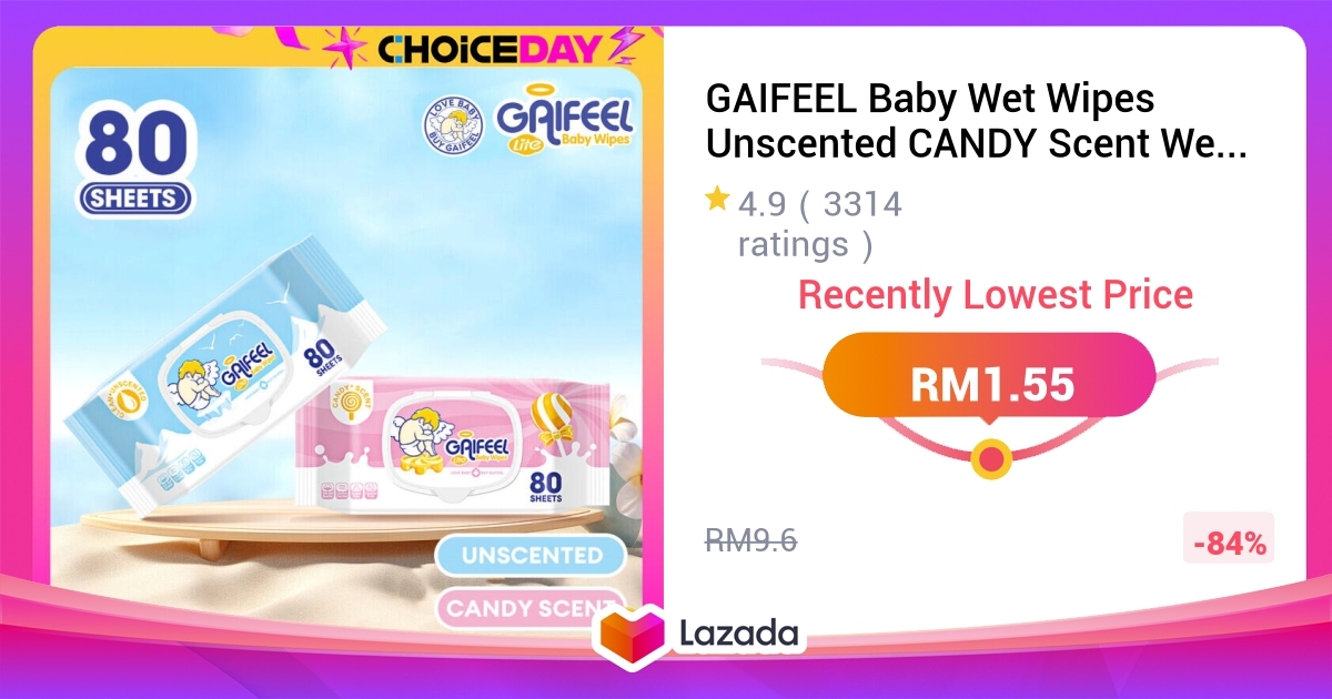 GAIFEEL Baby Wet Wipes Unscented CANDY Scent Wet Tissue Baby Wipes Non ...