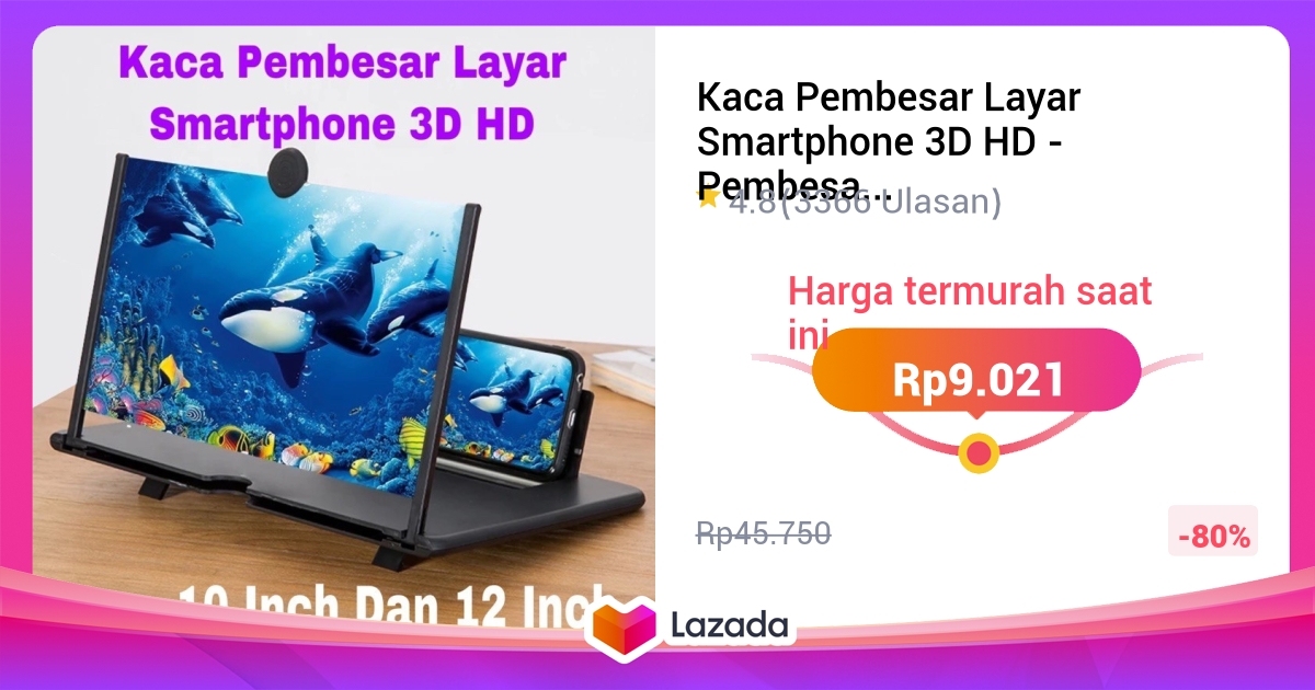 Kaca Pembesar Layar Smartphone 3D HD - Pembesar Layar HP 10 Inch