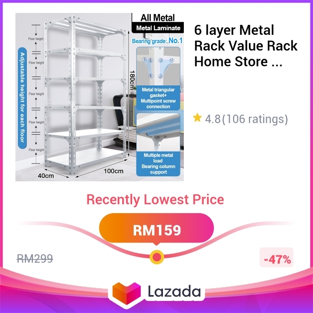 6 layer Metal Rack Value Rack Home Store & Warehouse Rack / Rak Besi Serbaguna/ Rak Store ...