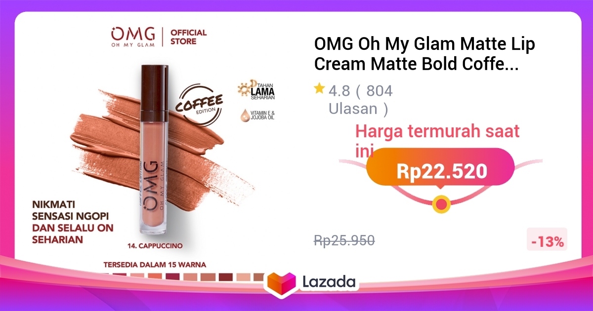 OMG Oh My Glam Matte Lip Cream Matte Bold Coffee Ombre