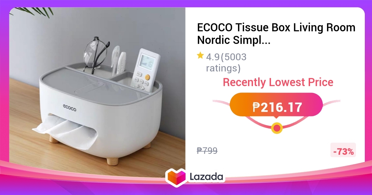 ECOCO Tissue Box Living Room Nordic Simple Multifunctional Creative ...