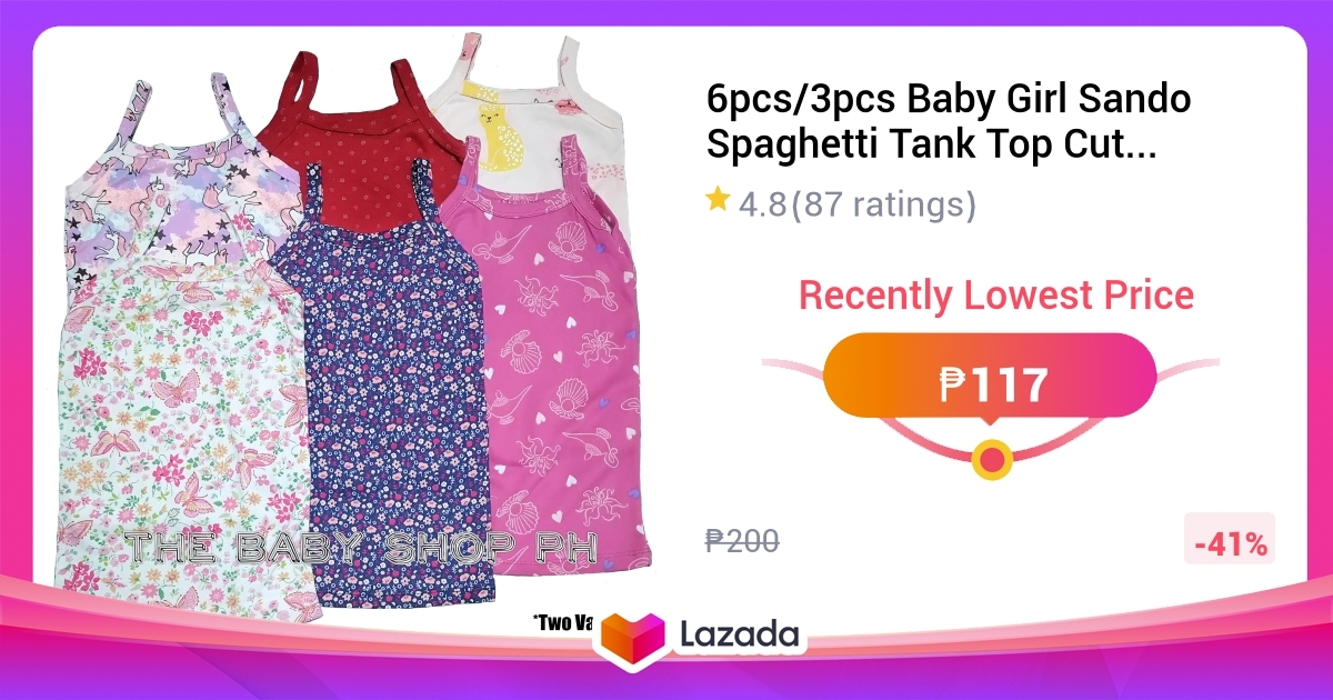 6pcs/3pcs Baby Girl Sando Spaghetti Tank Top Cute Printed Sando for ...