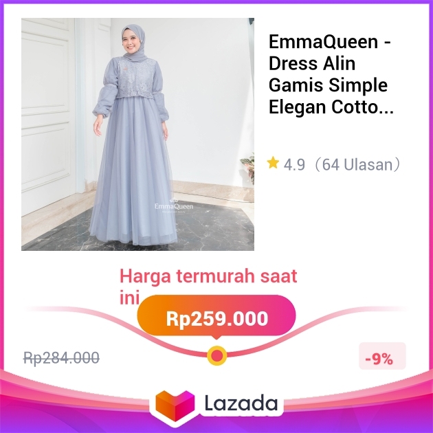 EmmaQueen - Dress Alin Gamis Simple Elegan Cotton Tile Kombin Eksklusif ...