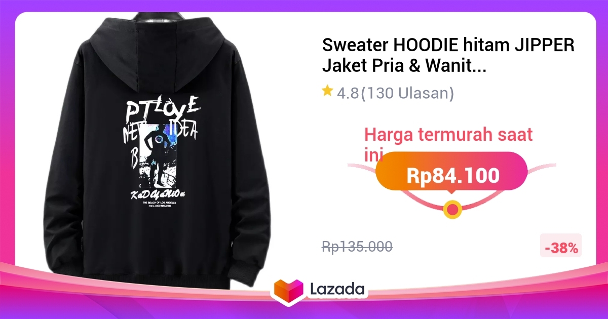 Sweater HOODIE hitam JIPPER Jaket Pria & Wanita Unisex