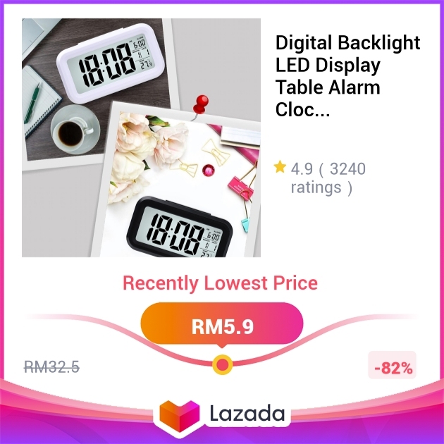 Digital Backlight LED Display Table Alarm Clock Snooze Calendar Time ...