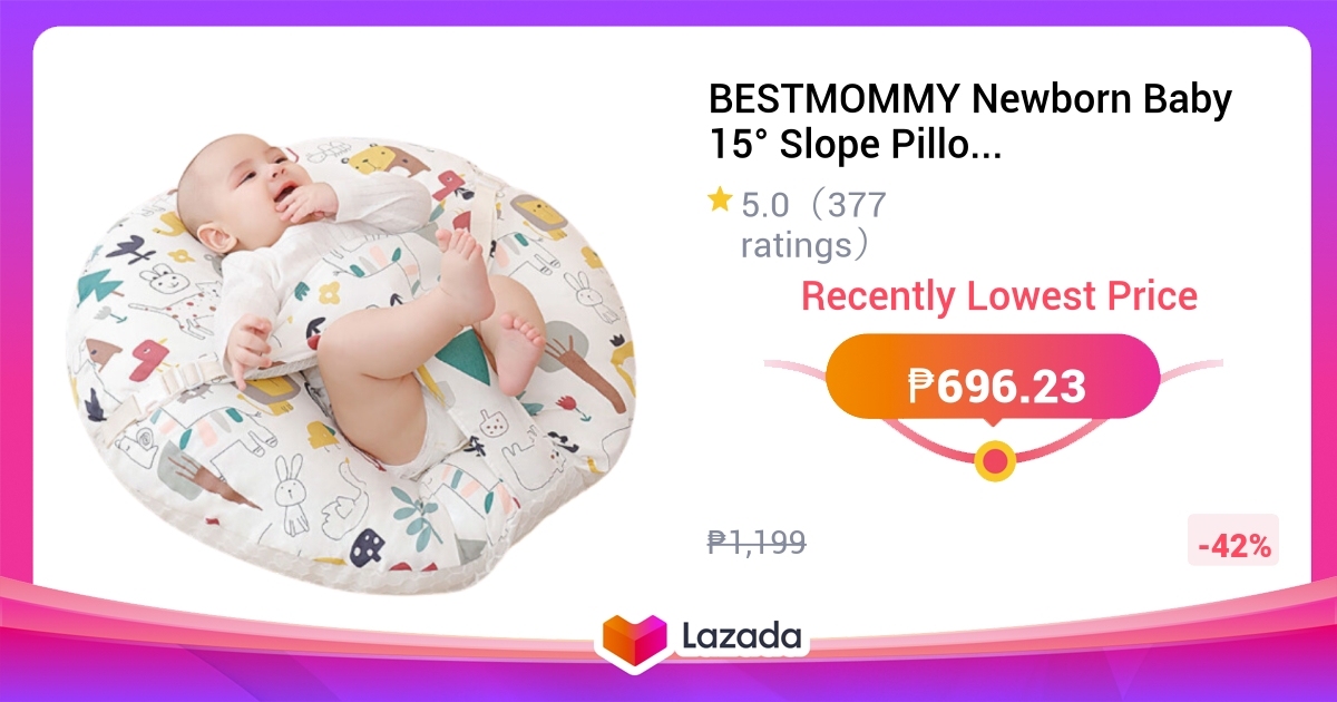 BESTMOMMY Newborn Baby 15° Slope Pillow Anti-spitting Milk Feeding ...