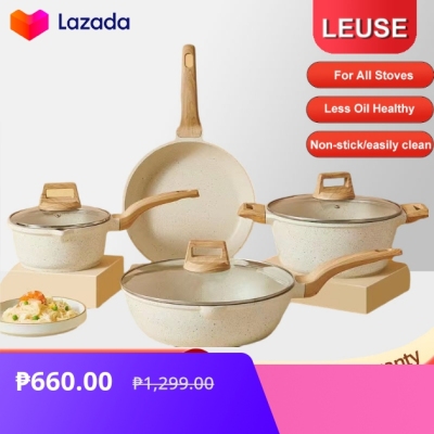 LEUSE Non Stick Frying Pan 4 pcs kitchen set Kawali wok pot milk pot ...