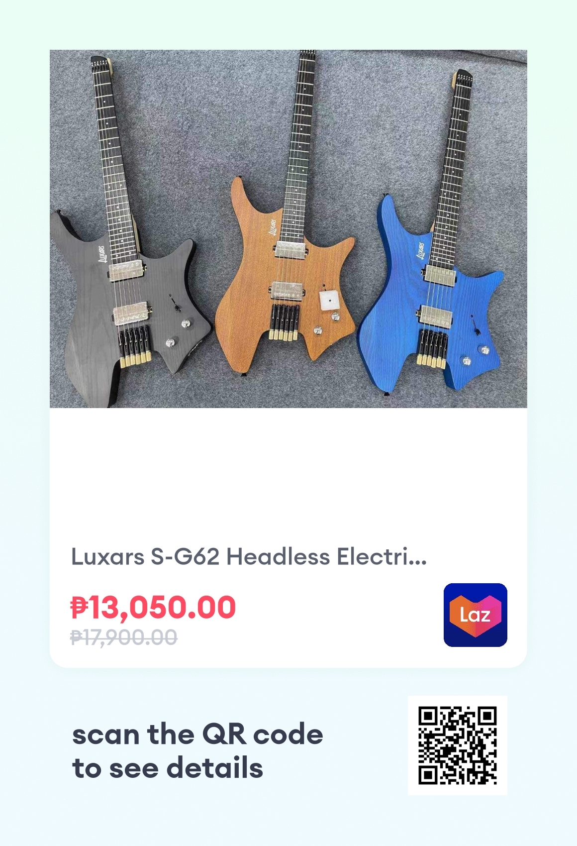 Luxars S-G62 Headless Electric Guitar