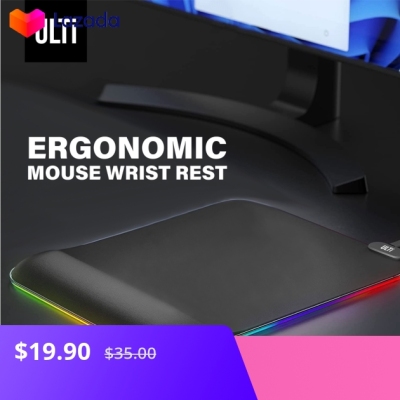 ULTi RGB Ergonomic Mouse Pad w/ Wrist Rest Support, 14 LED Lighting ...