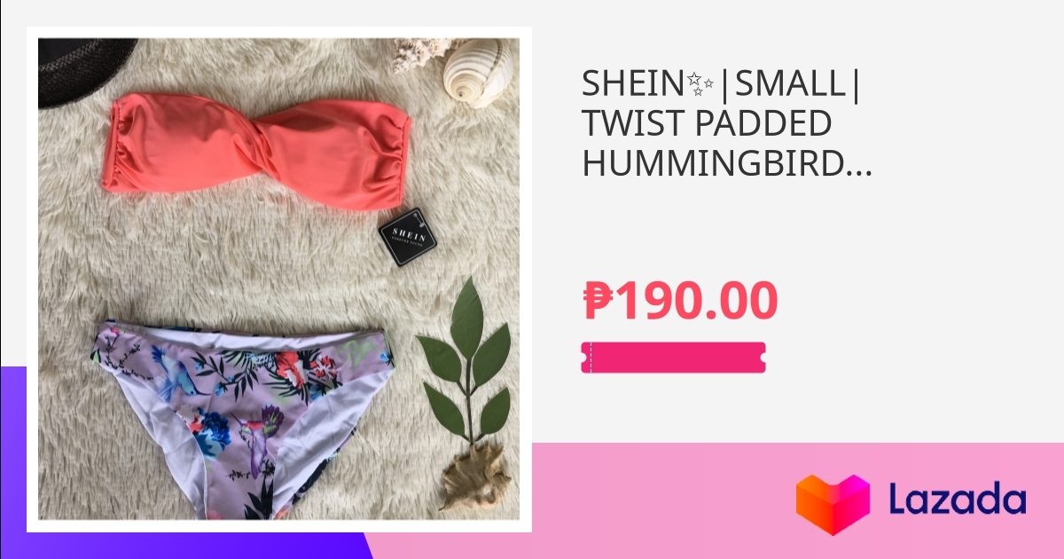 SHEIN |SMALL| TWIST PADDED HUMMINGBIRDS HIPPED TWO PIECE SWIMSUIT ...