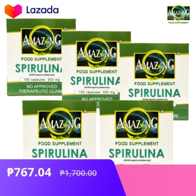 Amazing Food Supplement Organic Spirulina 500mg Capsules Box 0f 100 Set ...