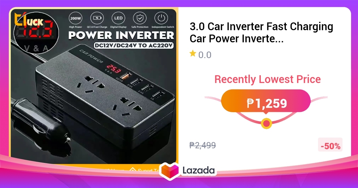 3.0 Car Inverter Fast Charging Car Power Inverter 200W DC 12V To AC ...