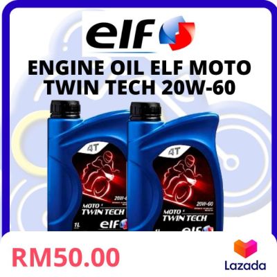 READY STOCK ENGINE OIL MINYAK HITAM ELF MOTO OIL 20W 60 TWIN TECH 20W60 ...