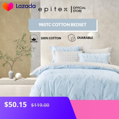 Epitex 900TC Series 100% Cotton Printed Fitted Sheet Set Bedset Bedding Set