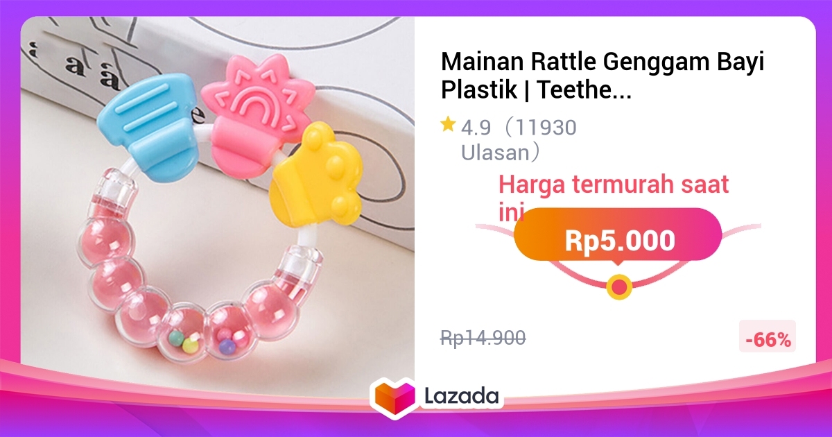 Mainan Rattle Genggam Bayi Plastik | Teether Gelatin | Mainan Bayi | COD