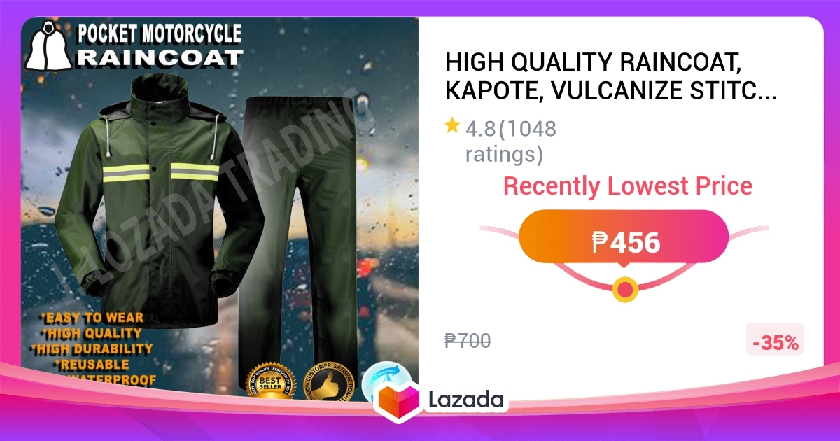 HIGH QUALITY RAINCOAT, KAPOTE, VULCANIZE STITCH WITH BAG (MAKAPAL PVC ...