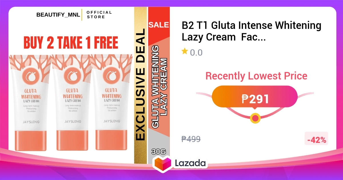 B2 T1 Gluta Intense Whitening Lazy Cream Face Body Moisturizing 10x ...