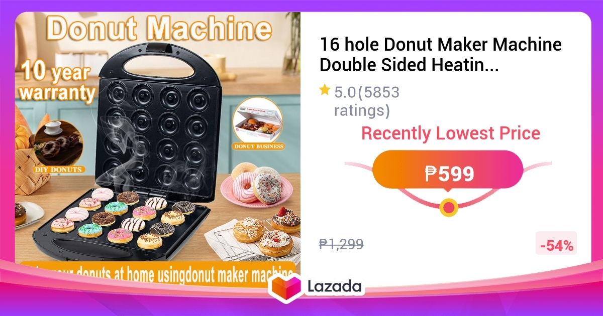 16 hole Donut Maker Machine Double Sided Heating Doughnut Makers ...