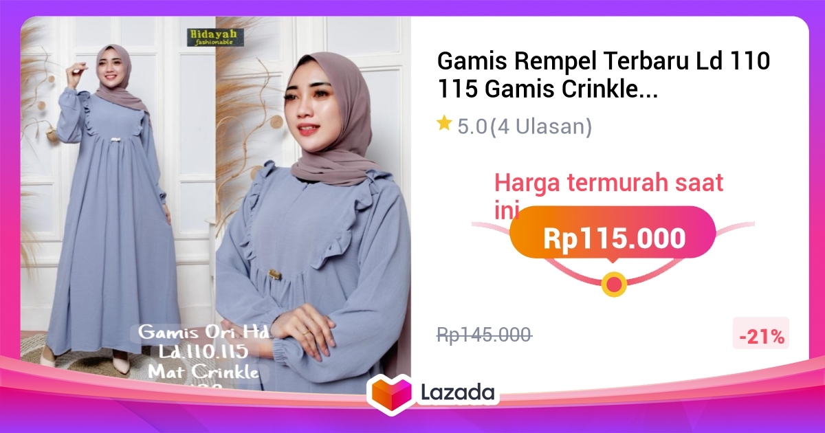 Gamis Rempel Terbaru Ld 110 115 Gamis Crinklel Terlaris 2023