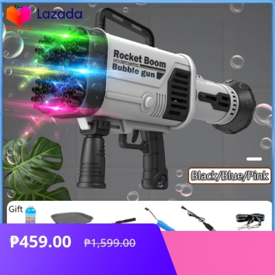 【Ready Stock】Kids Bubble Machine Toy 64-Hole Bubble Machine with Bubble ...