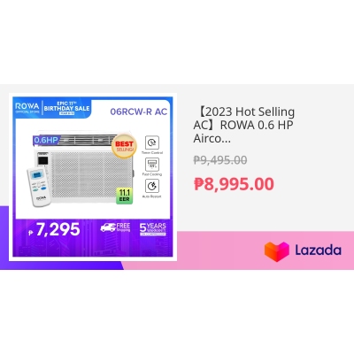 【2023 Hot Selling AC】ROWA 0.6 HP Aircon Window Type with Remote Control ...