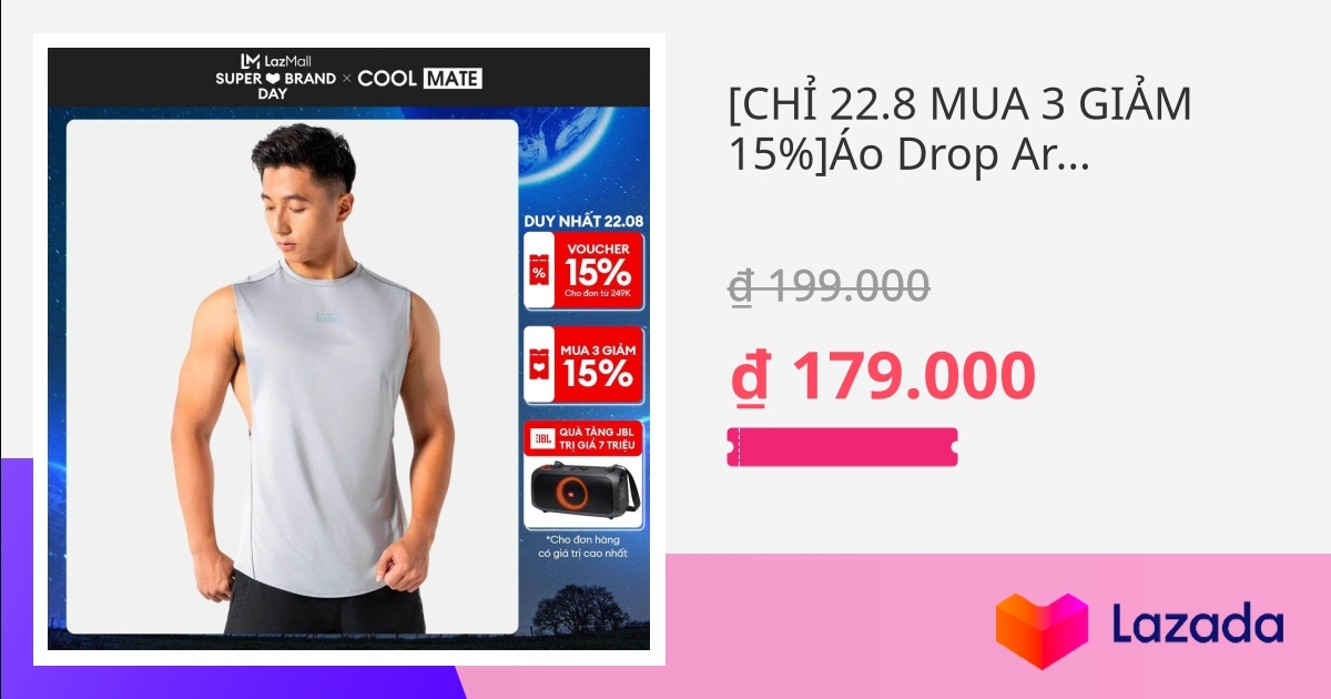 [CHỈ 22.8 MUA 3 GIẢM 15%]Áo Drop Arm Gym powerfit - Thương hiệu Coolmate