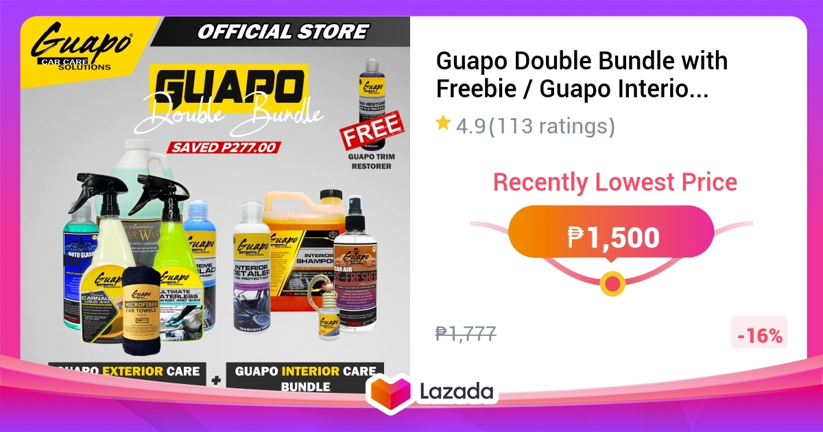 Guapo Double Bundle with Freebie / Guapo Interior Car Care Bundle and ...