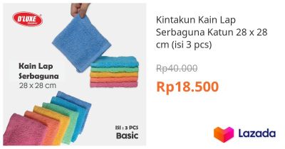 Kintakun Kain Lap Serbaguna Katun 28 x 28 cm (isi 3 pcs)