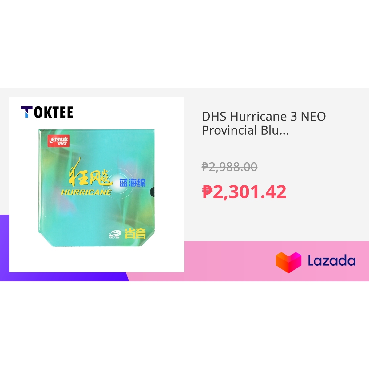 DHS Hurricane 3 NEO Provincial Blue Sponge DHS Blue Sponge Table Tennis ...