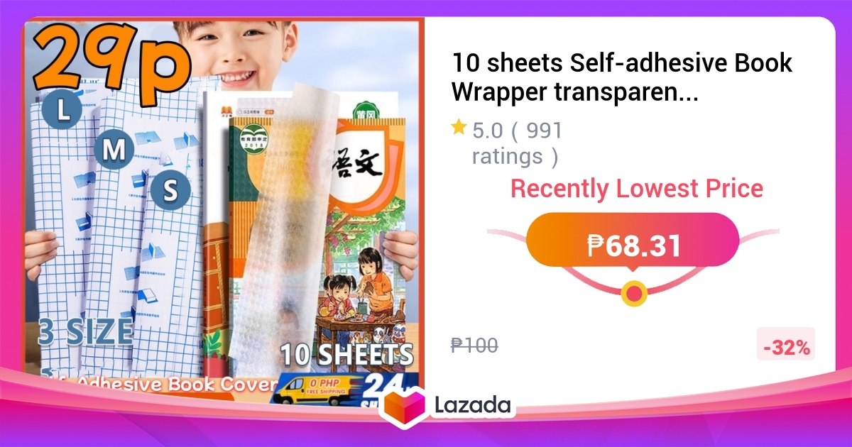 10 sheets Self-adhesive Book Wrapper transparent self-adhesive ...