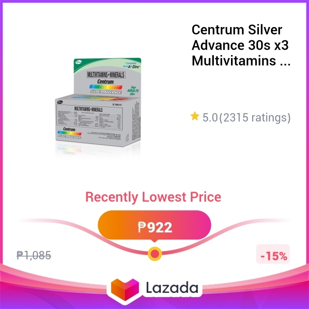 Centrum Silver Advance 30s x3 Multivitamins + Minerals for 50+ Healthy ...